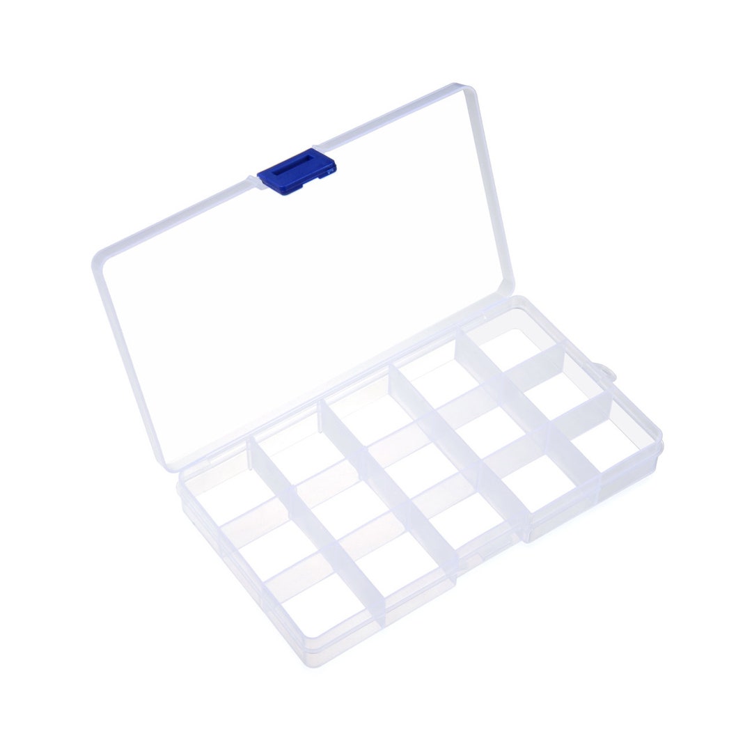 1pc Clear Rectangle Plastic Storage Box 15 Slots Small Compartment ...