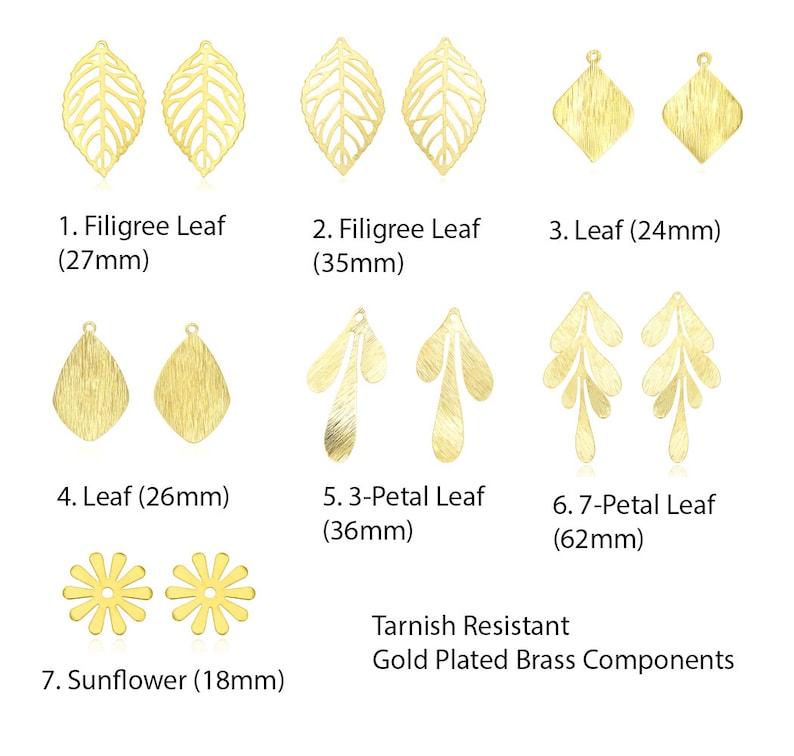 10pcs Tarnish Resistant 35mm Large Filigree Leaf Drop Pendant 18K ...