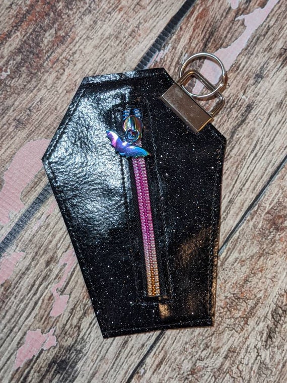 Black Glitter Coffin Key Fob Coin Case - Etsy