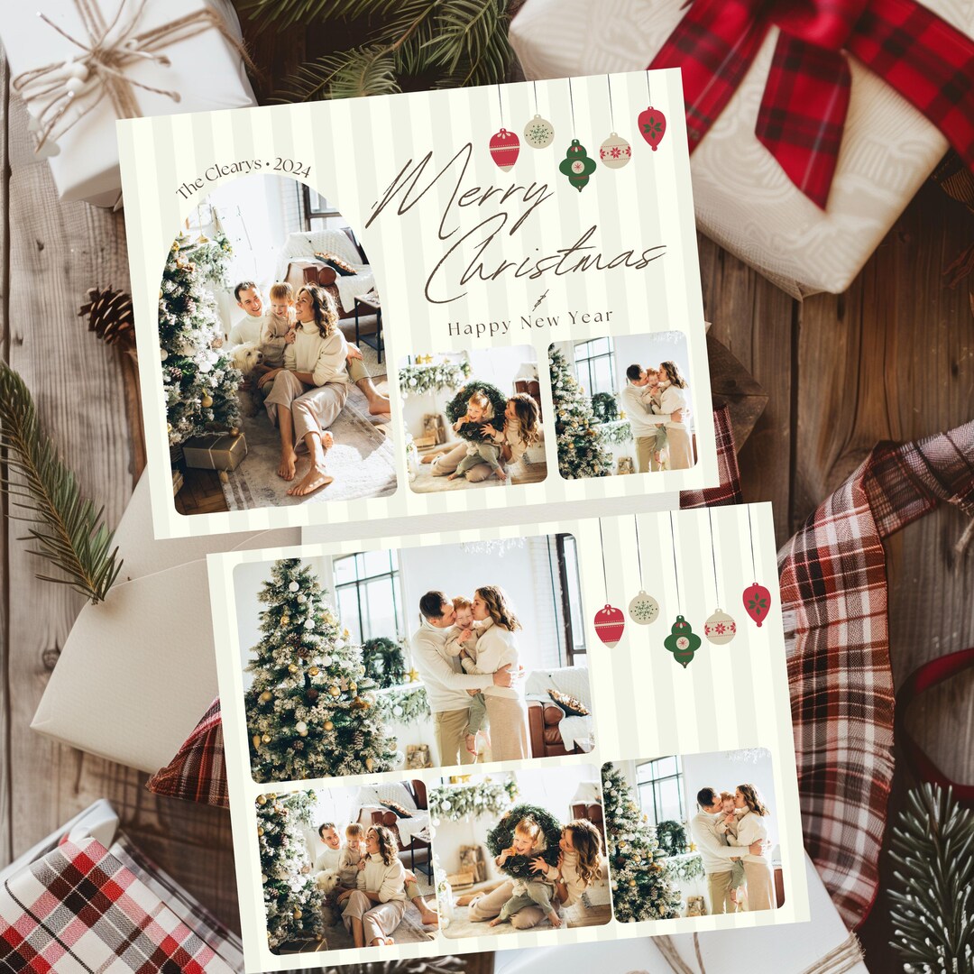 Double-sided Christmas Card Neutral Boho Simplistic Minimalist DIY ...