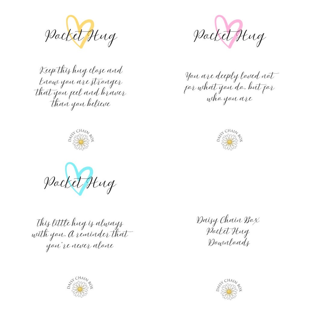 Pocket Hug Cards Set - Printable | Instant Positivity Gift - Digital ...