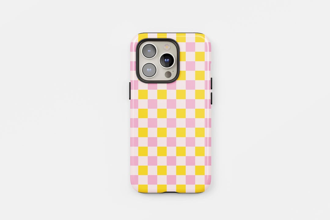 Retro Checkerboard Phone Case | Pastel Aesthetic Tough Cover for iPhone ...
