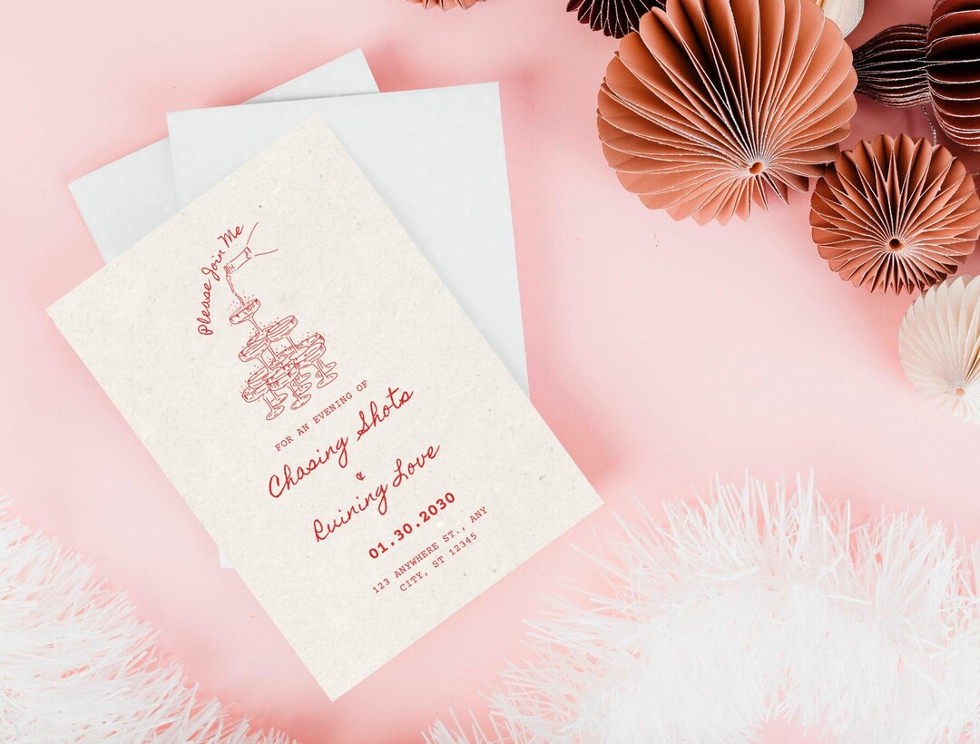 Editable Party Invitation Retro chasing Shots & Ruining Love Cocktail ...