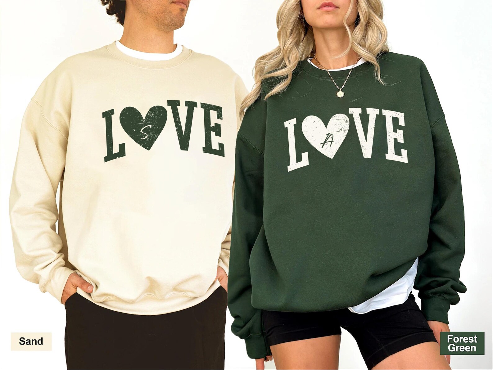 Custom Love Couple Sweatshirt,personalized Name Initial Heart Hoodie ...