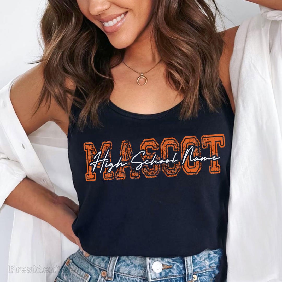 Custom School Mascot Racerback Tank Top,school Logo Vneck Shirt,team ...