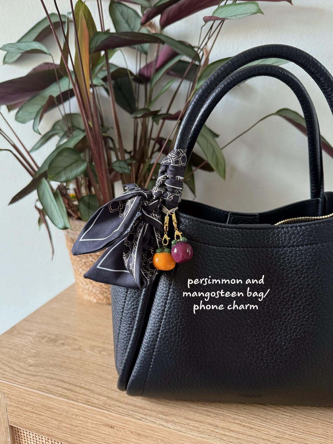 Mangosteen | Persimmon | Phone Charm | Bag Charm | Polymer Clay - Etsy