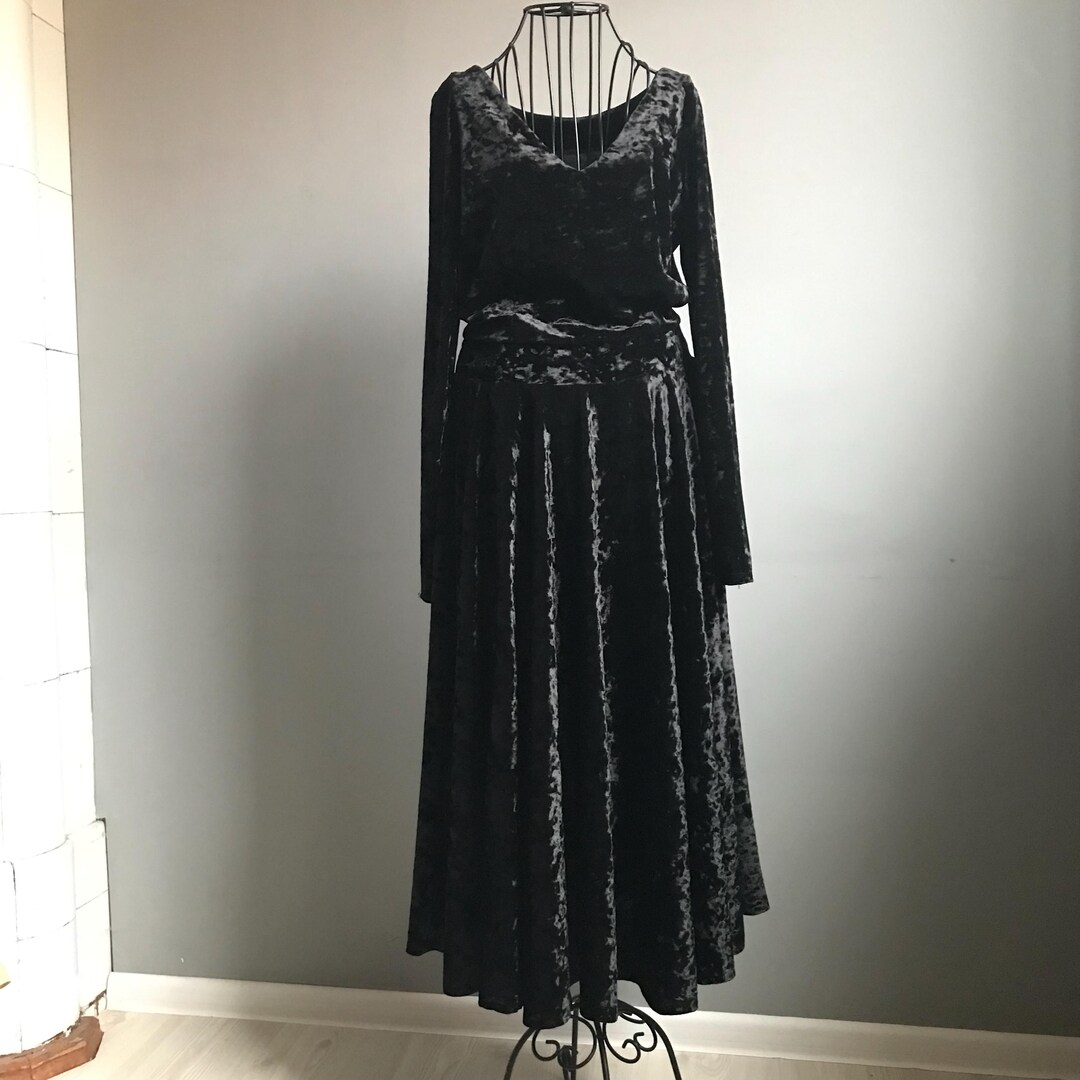 Tall Black Silk Velvet Women Dress Size EU 36-38 - Etsy