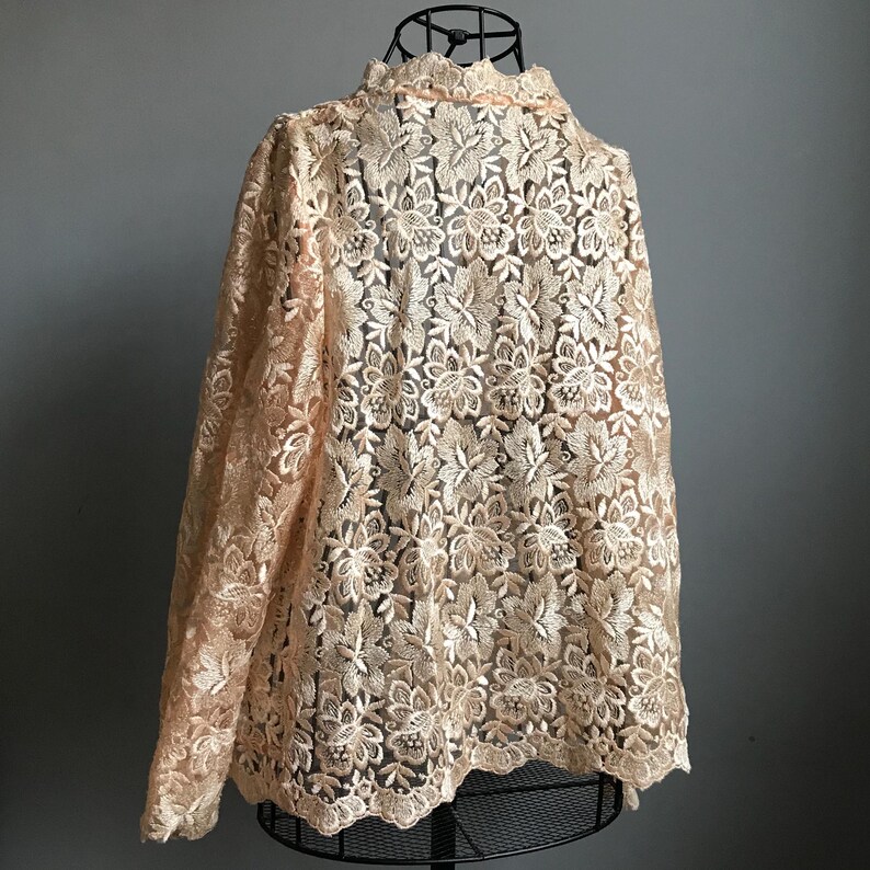 Vintage Women Transparent Lace Blouse Size EU38 - Etsy