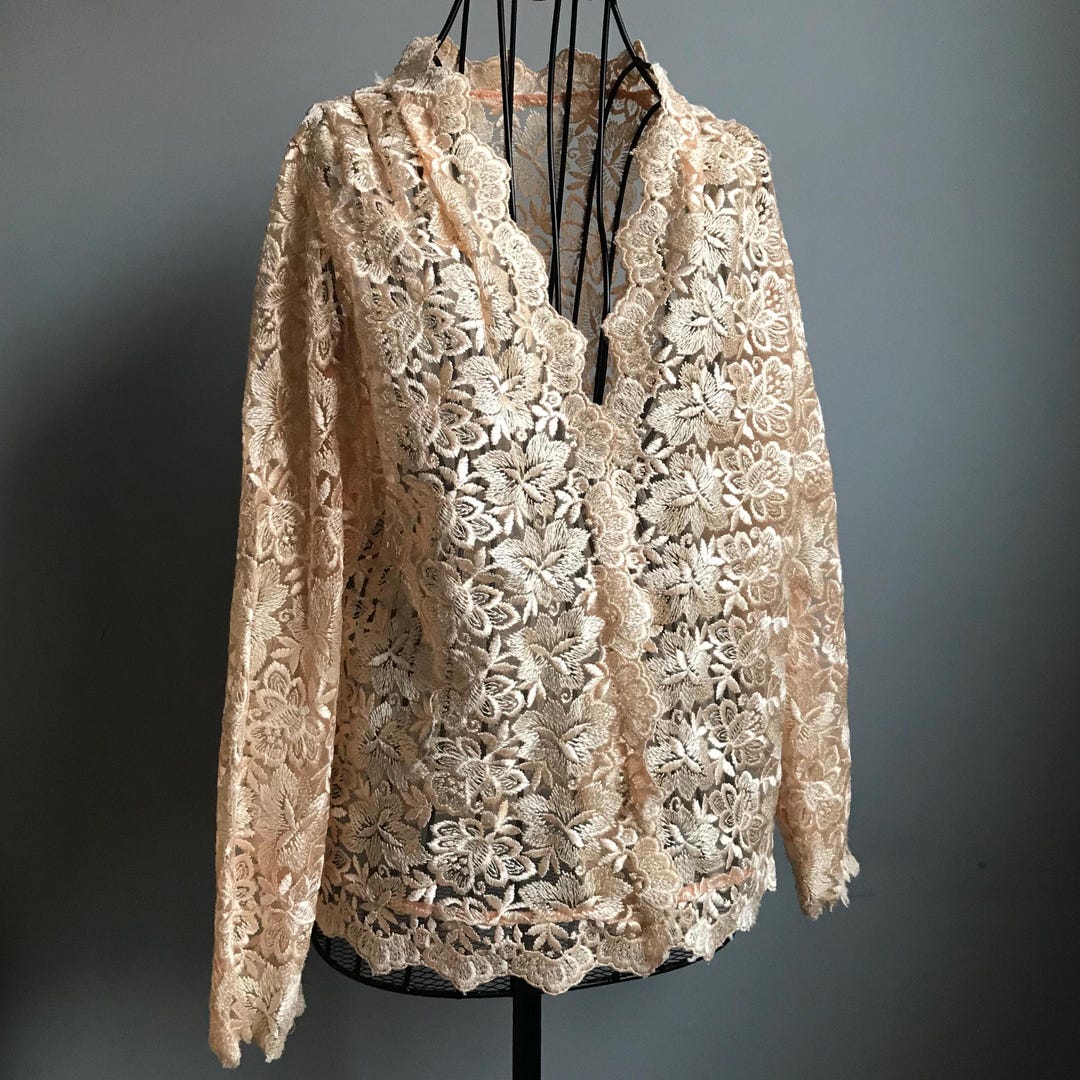 Vintage Women Transparent Lace Blouse Size EU38 - Etsy