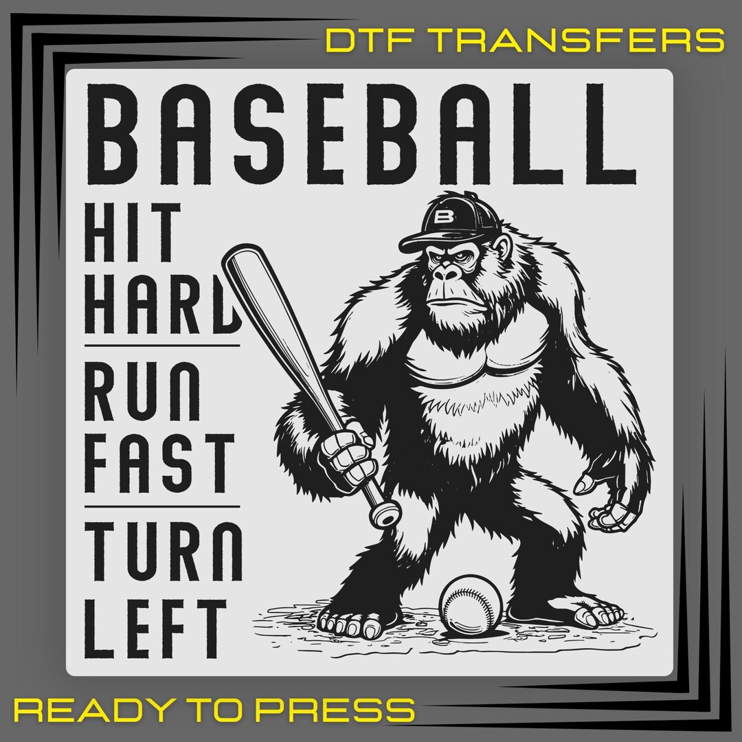 Bigfoot Baseball DTF Transfer: Ready to Press Sasquatch Design - Etsy
