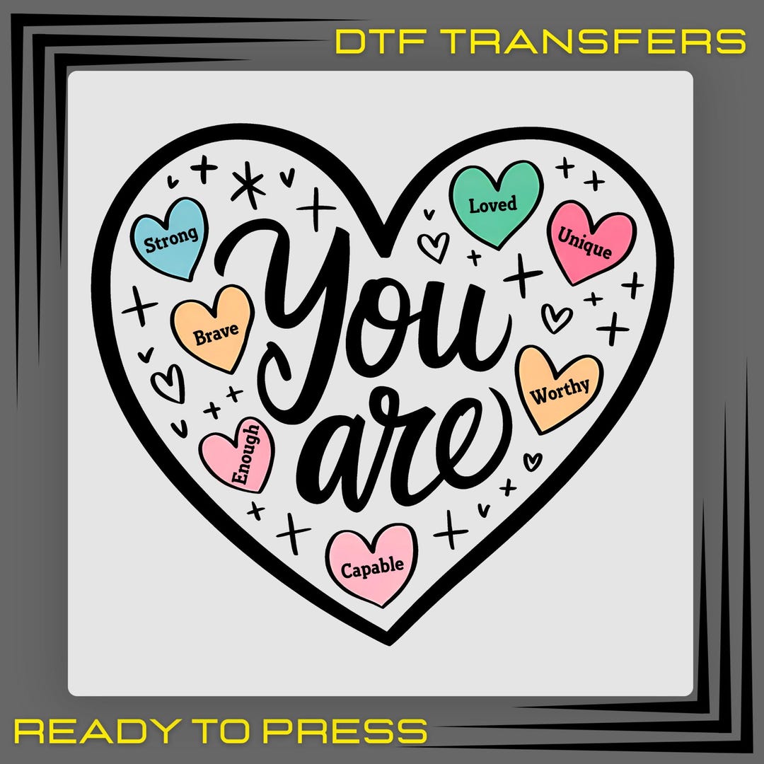 Christian Heart Dtf Transfer, Inspirational Ready to Press, Christian ...
