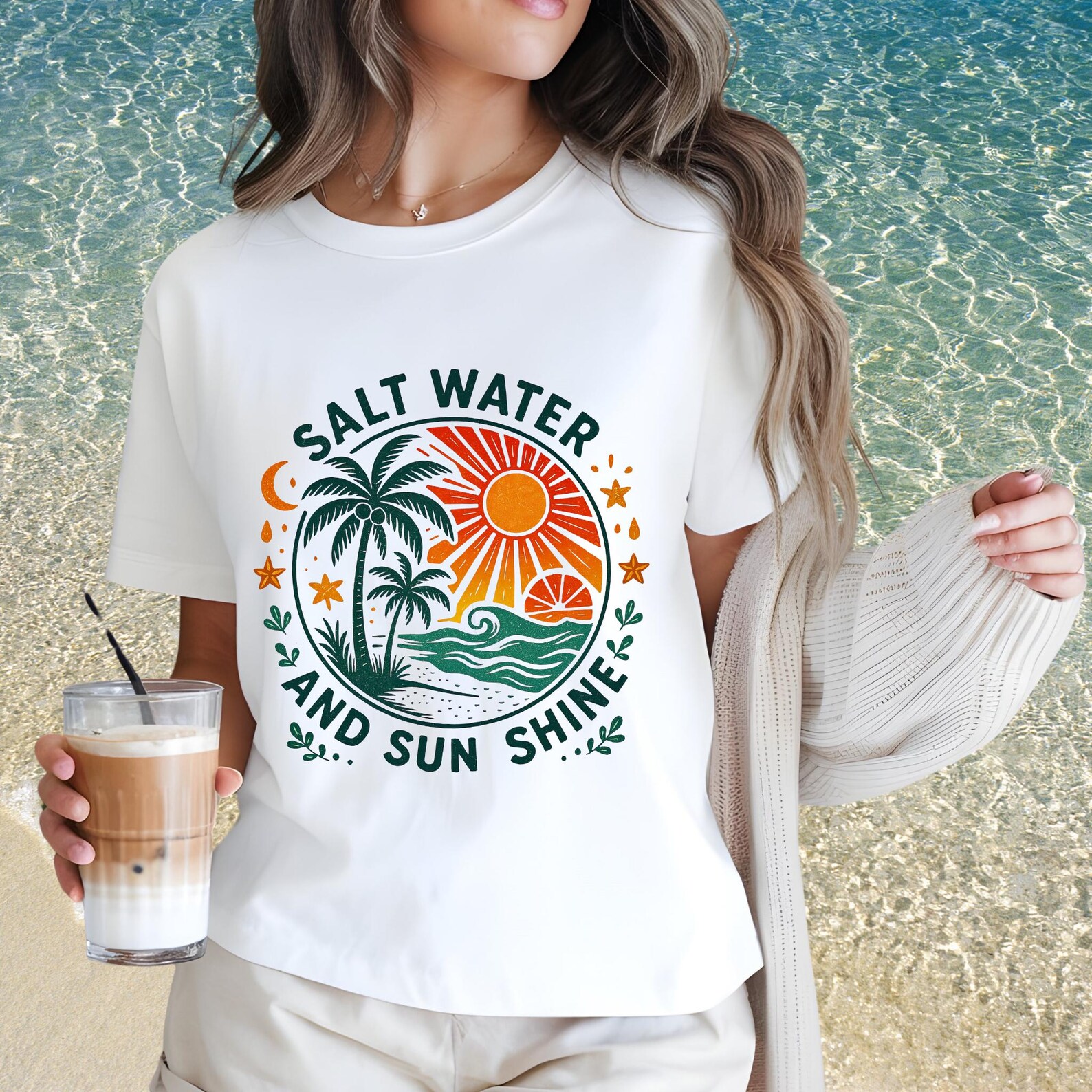 Salt Water Sunshine DTF Transfer Ready to Press ,retro Beach Summer ...