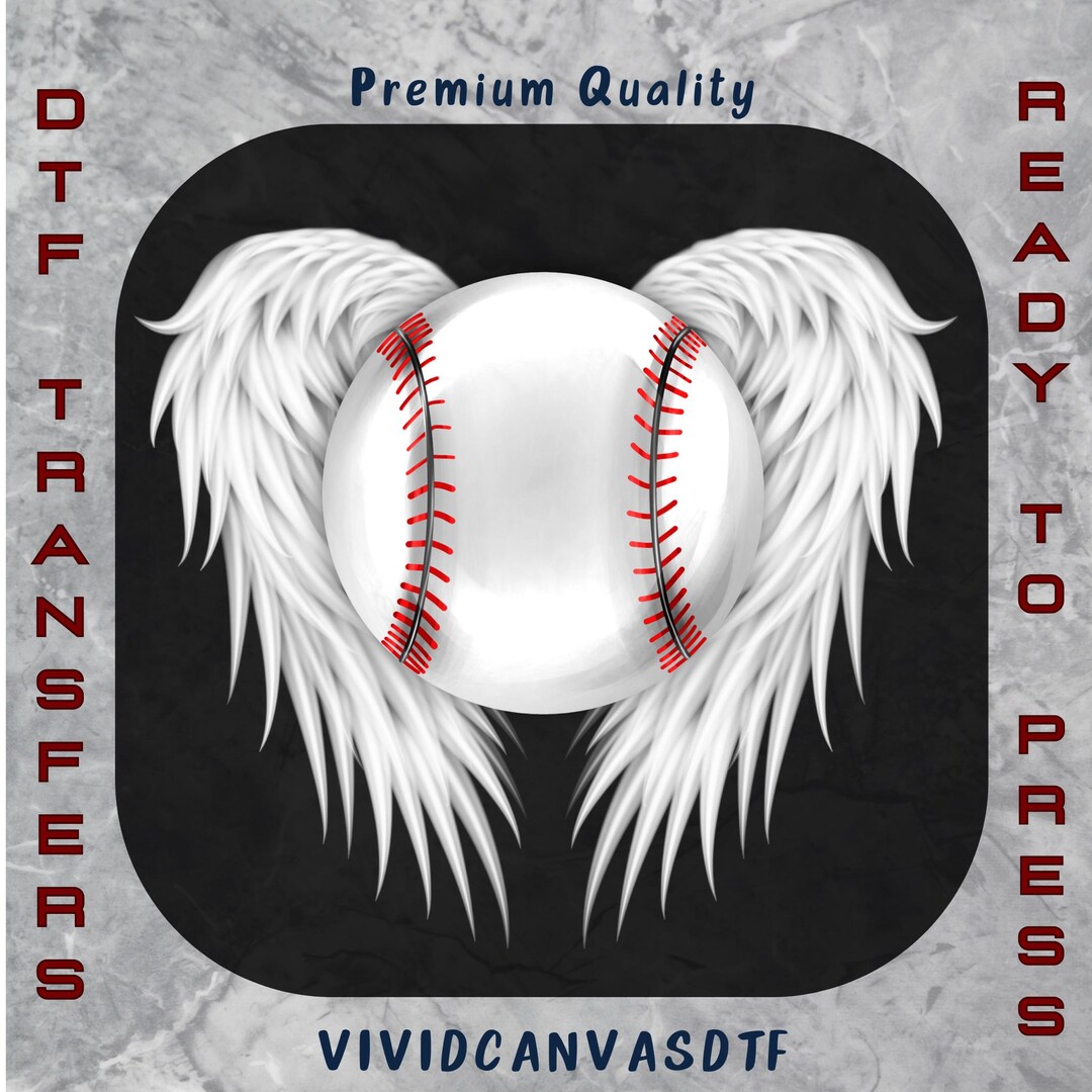 Baseball Angel Wings Dtf Transfer, Baseball Wings Ready to Press ...