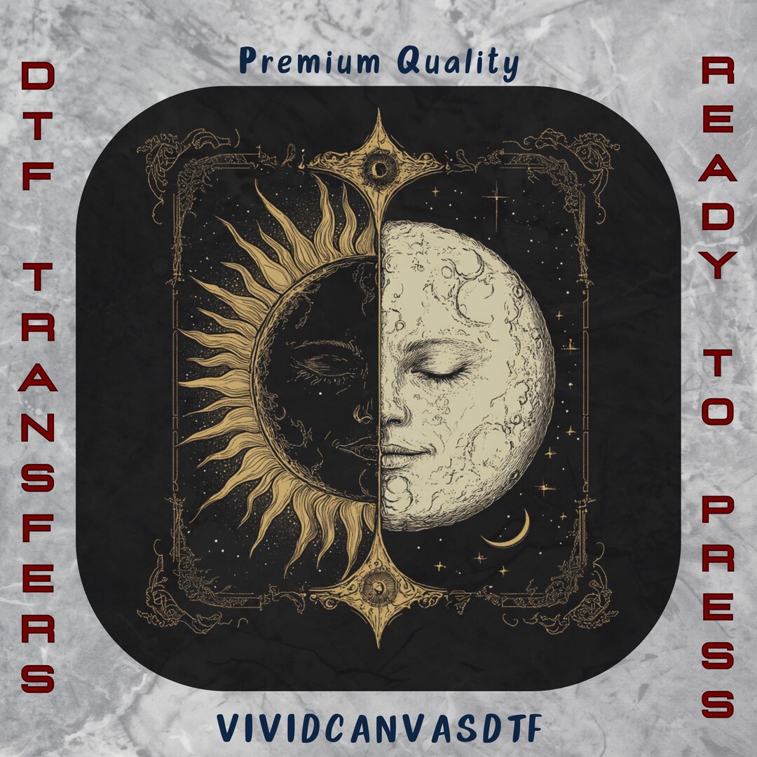 Sun & Moon Face Dtf Transfer, Boho Celestial Ready to Press, Whimsigoth ...