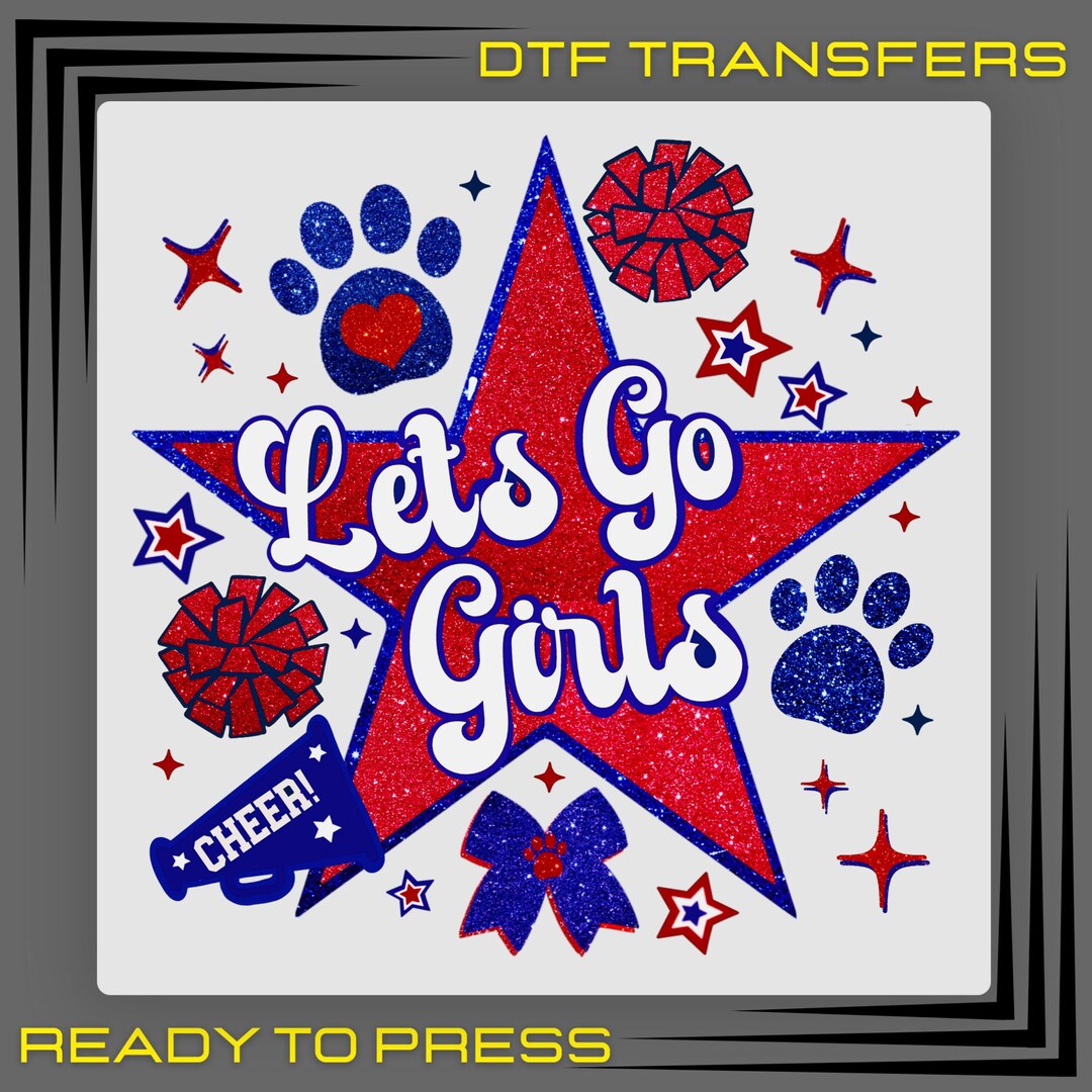 Let's Go Girls Dtf Transfers, Cute Cheerleading Inspired Ready to Press ...