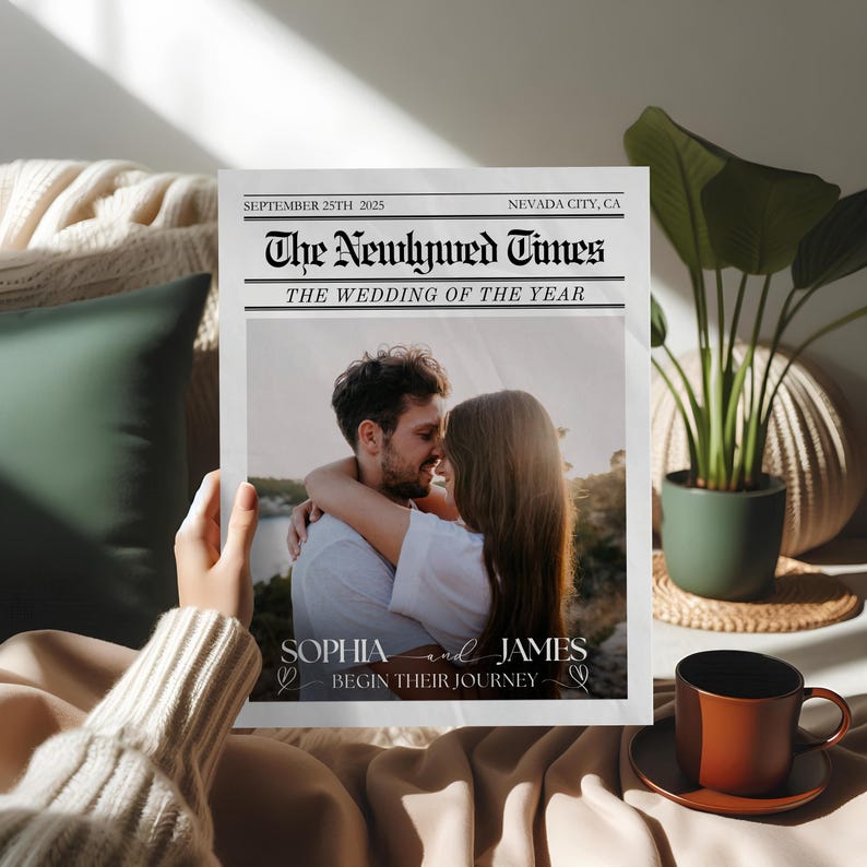 Wedding Newspaper Template With Photo, Large Newspaper Wedding Program ...