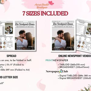 Wedding Newspaper Template With Photo, Large Newspaper Wedding Program ...