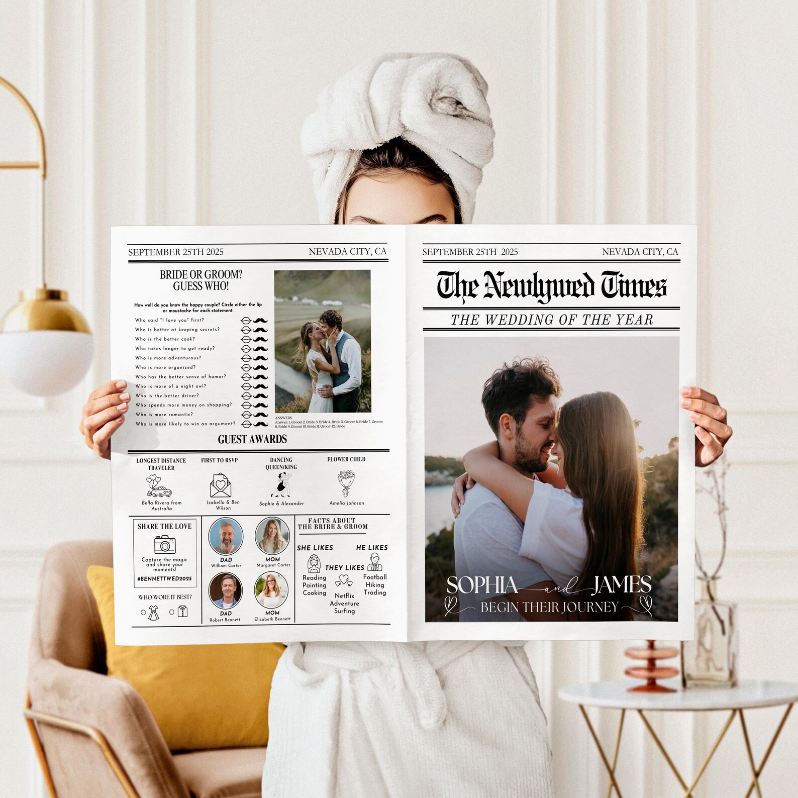 Wedding Newspaper Template With Photo, Large Newspaper Wedding Program ...