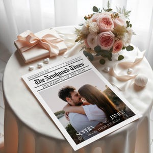 Wedding Newspaper Template With Photo, Large Newspaper Wedding Program ...