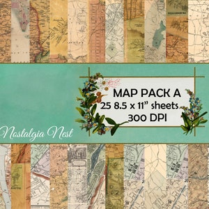 Antique Maps Junk Journal Printables Digital Ephemera Instant Download ...