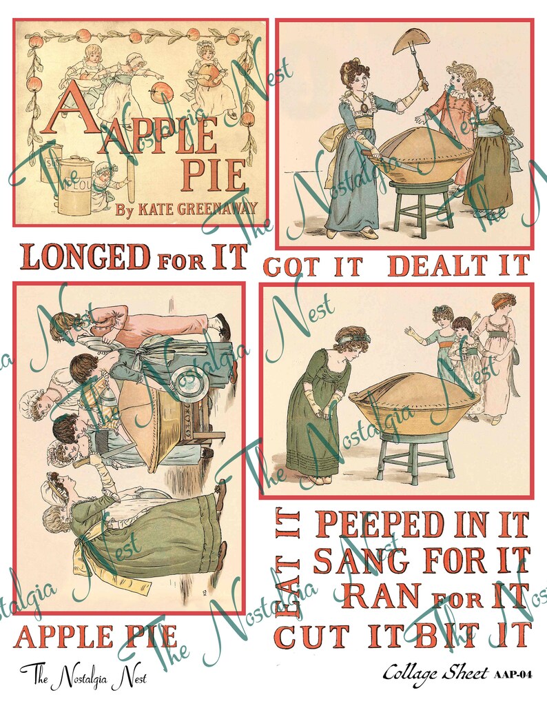A Apple Pie Digital Collage Sheet, Antique Ephemera, Digital Ephemera ...