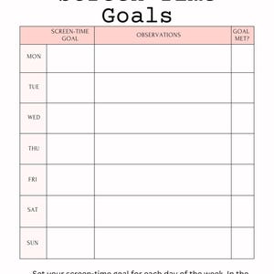 Printable Weekly Screen Time Tracking Sheet - Etsy