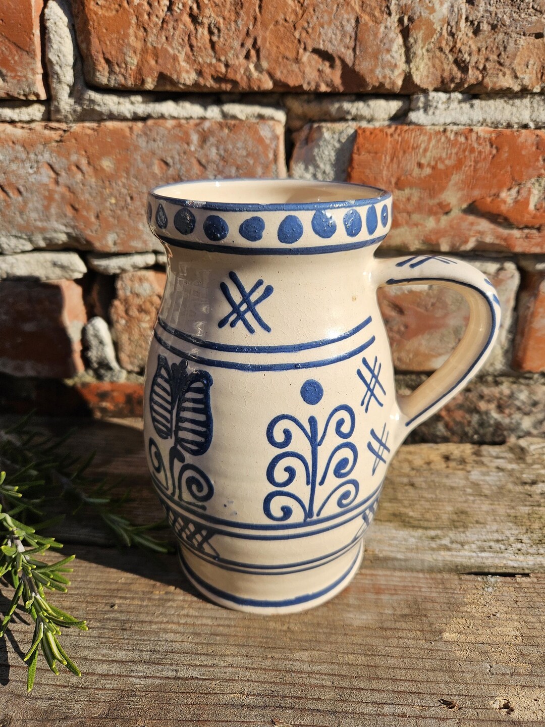 Traditional Blue&white Hand Painted Pottery Hungarian Folk Art Ceramic ...