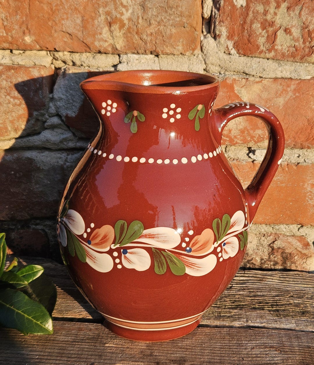 Vintage Traditional Hungarian Folk Art Pottery Jug Handmade Handpainted ...