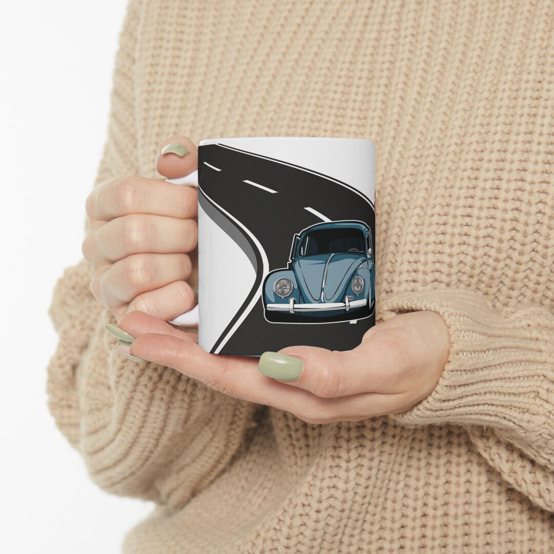 Retro VW Bug Mug Style is Key, Car Lover Gift, Vintage Coffee Cup, Road ...