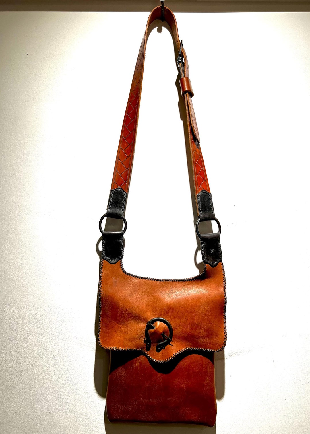 Leather Haversack With Hand Forged Buckle and Blanket Pin - Etsy
