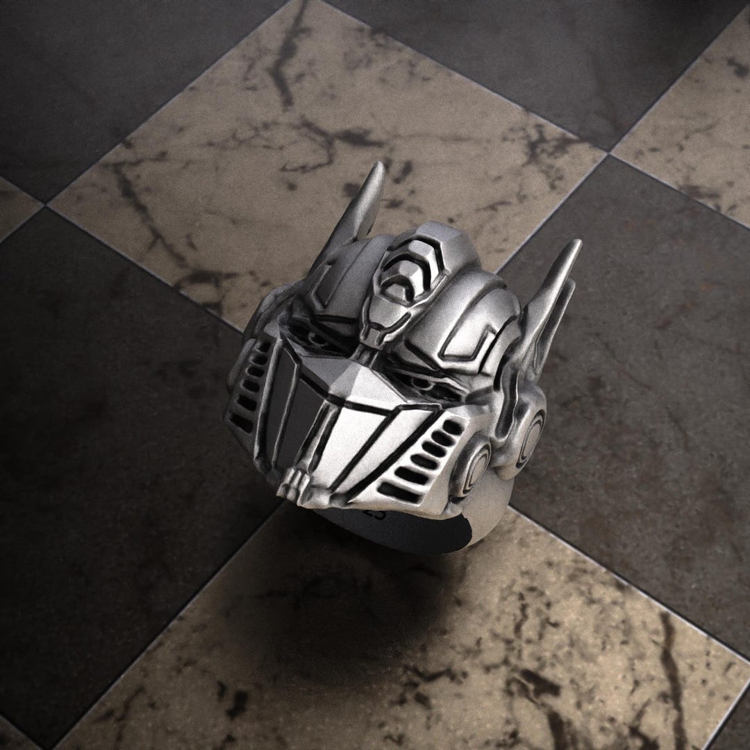Sterling Silver Robot Helmet Ring, Futuristic Mech Head Sculpture Ring ...