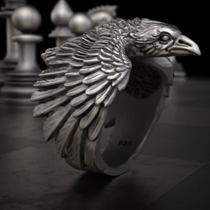 Raven Wedding Ring - Etsy