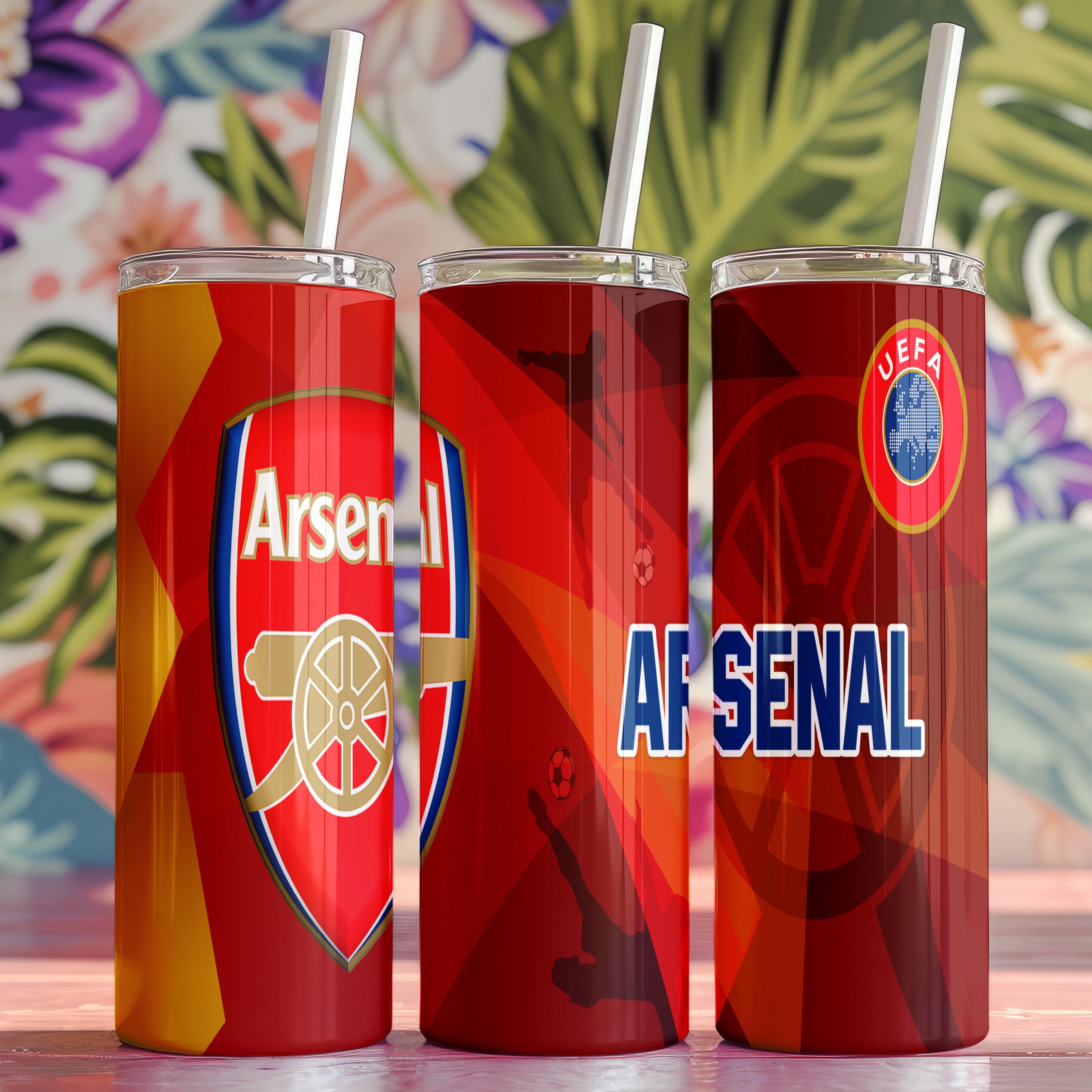 Arsenal FC Tumbler Sublimation Design, 20 Oz Arsenal Skinny Tumbler ...
