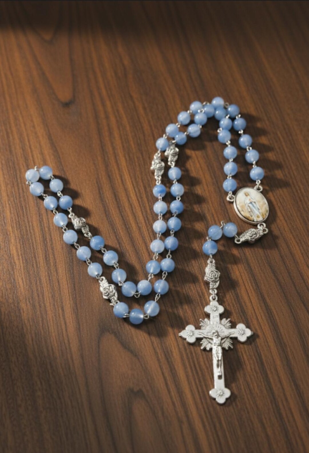 Handmade Light Blue Rosary • Our Lady of Grace • Catholic Gift - Etsy