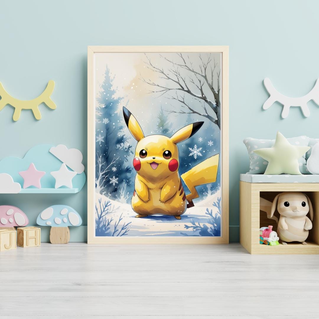 Pokemon Poster A4 Paper Size , Pikachu, Japanese Tapestry Style, Mount ...