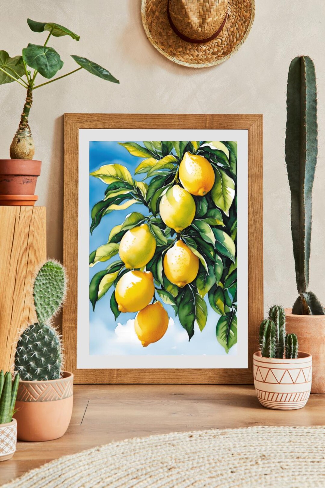 Lemon Tree, Lemons Print, Fruit and Botanical Watercolor Painting, Kitchen Wall Art, Lemon ...