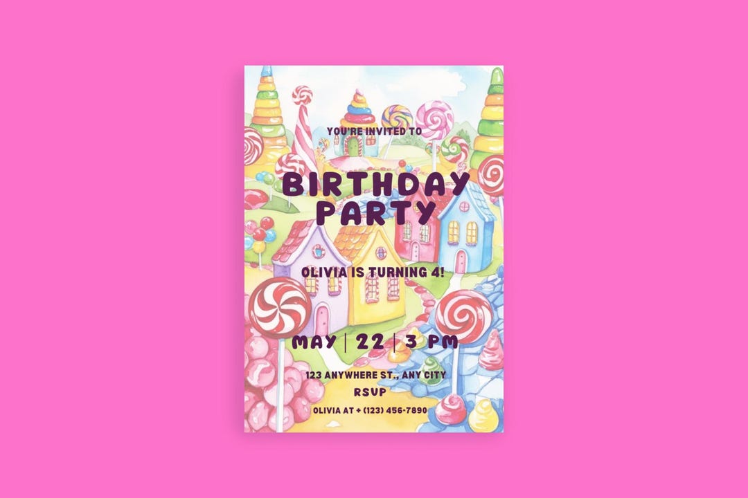 Sweet Party Invitation, EDITABLE Candy Land Party Invite, Sweets Candy ...