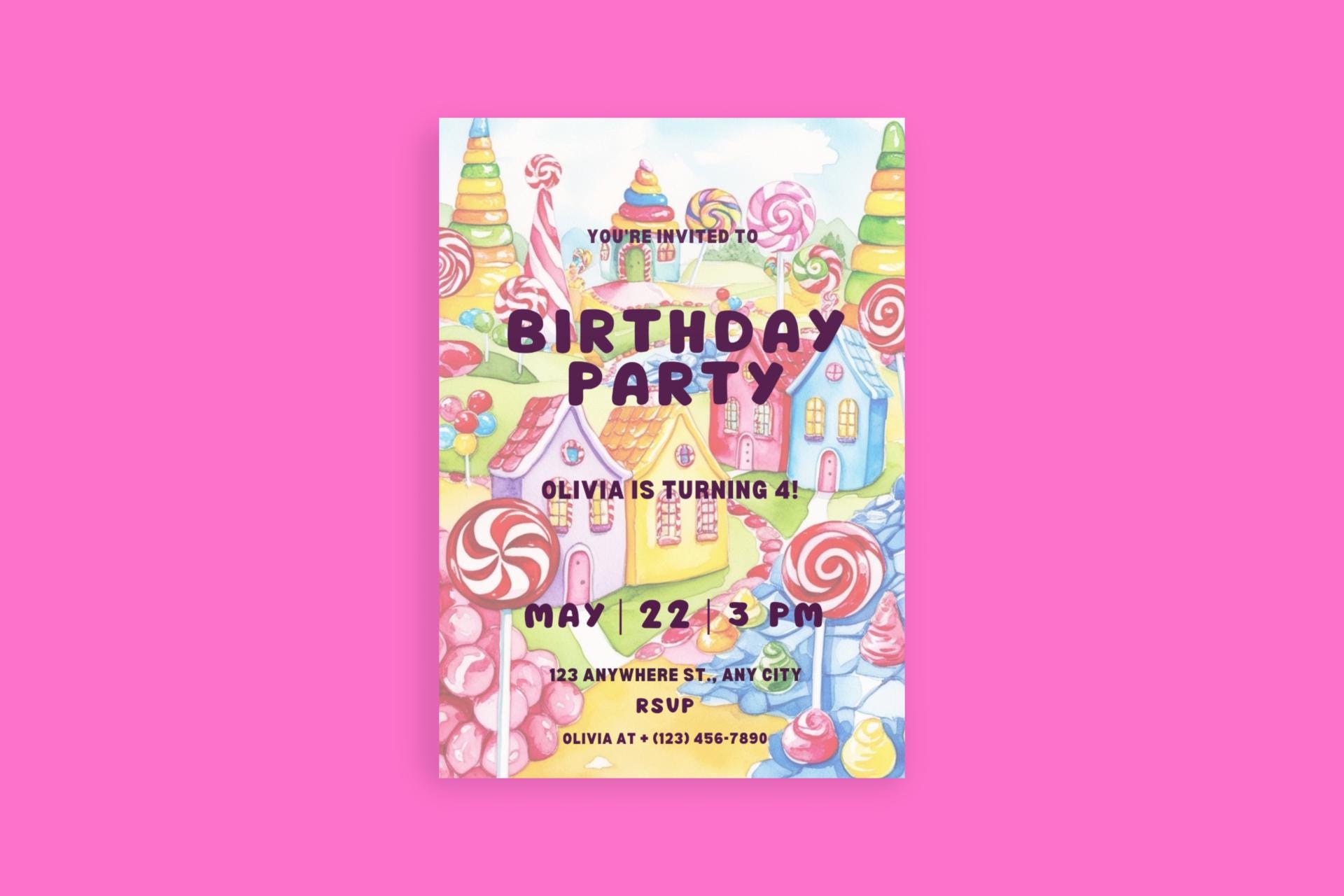 Sweet Party Invitation, EDITABLE Candy Land Party Invite, Sweets Candy ...