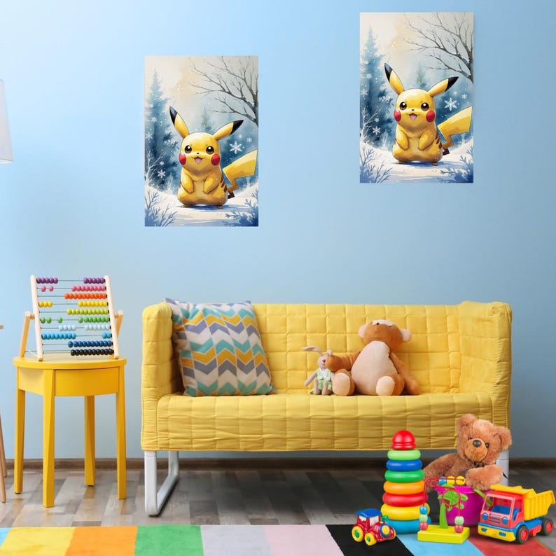 Pokemon Poster A4 Paper Size , Pikachu, Japanese Tapestry Style, Mount ...