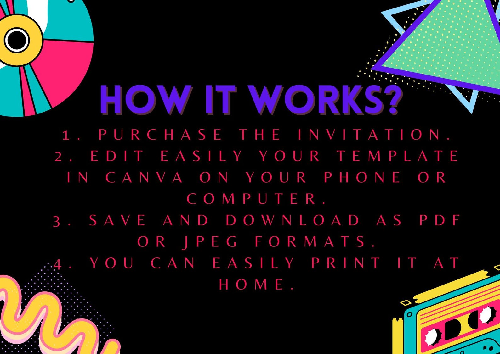 Editable 90s Party Invitation: Throwback Theme, Printable Canva ...
