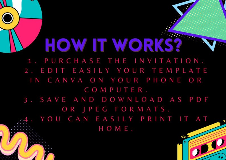 Editable 90s Party Invitation: Throwback Theme, Printable Canva ...