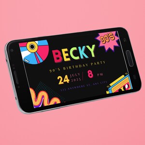 Editable 90s Party Invitation: Throwback Theme, Printable Canva ...