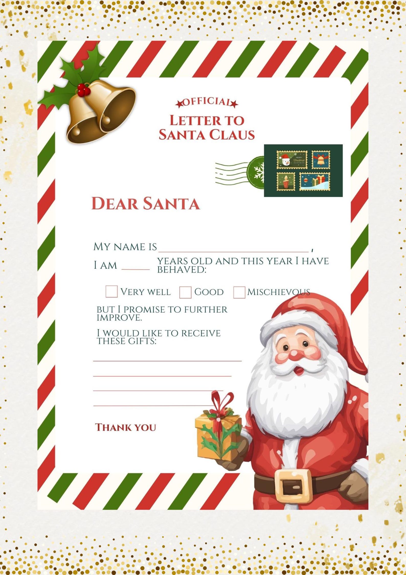 Letter to Santa Printable Santa Wish List Letters Christmas Letter Easy ...