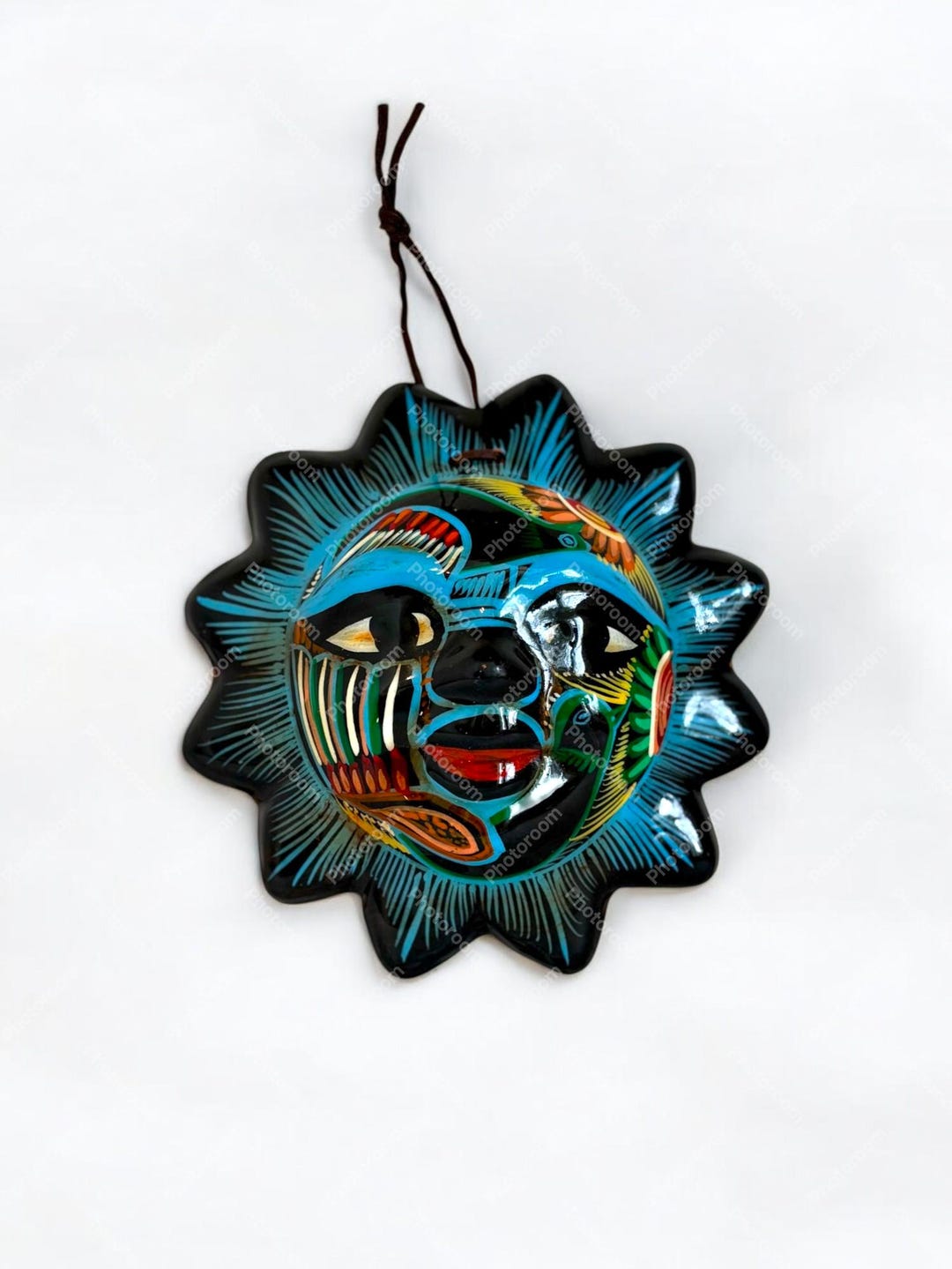 Vintage Mexican Pottery Sun & Moon Wall Hanging – Handmade Celestial ...