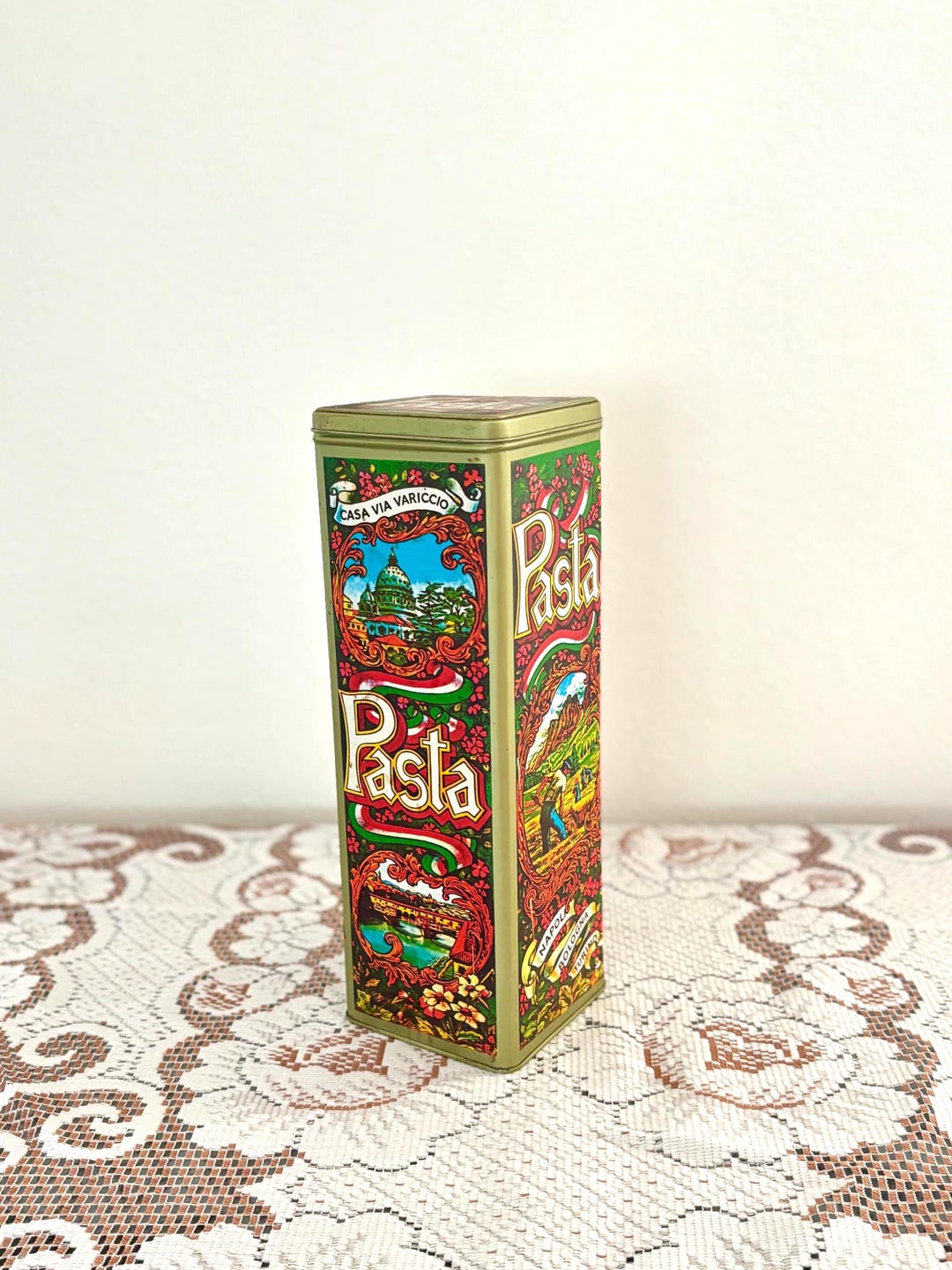 Vintage Italian Pasta Tin Canister: 1970s Retro Kitchen Storage - Etsy