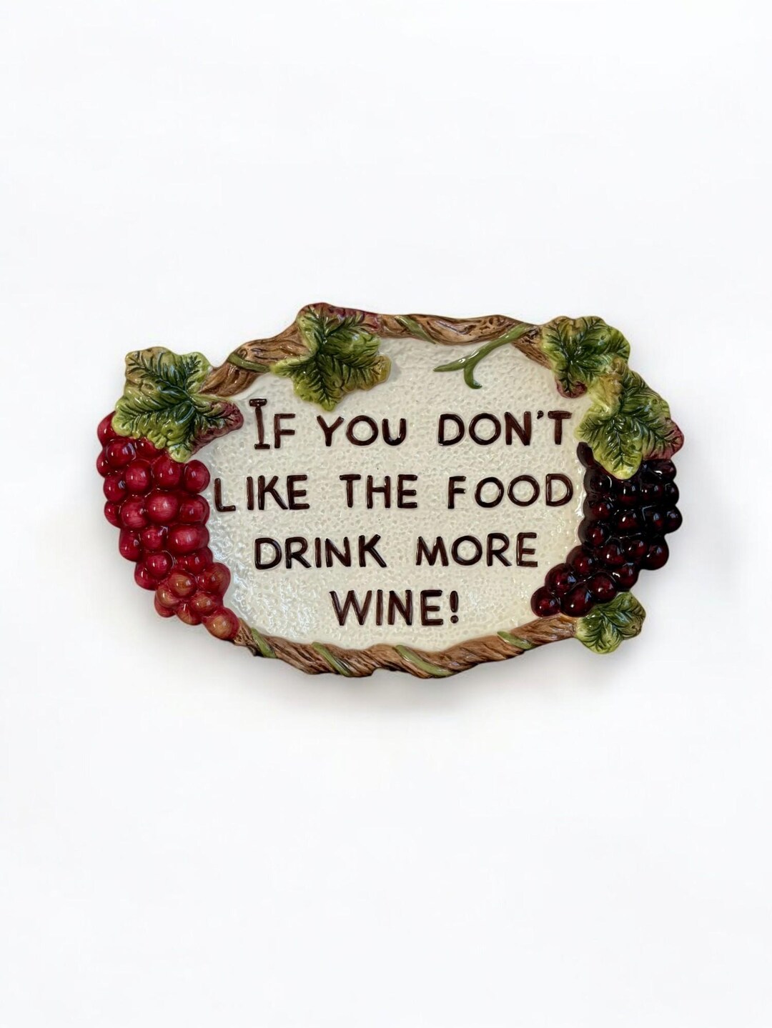 Vintage Kaldun and Bogle Wine Plate – Drink More Wine! Quote – Grapes ...