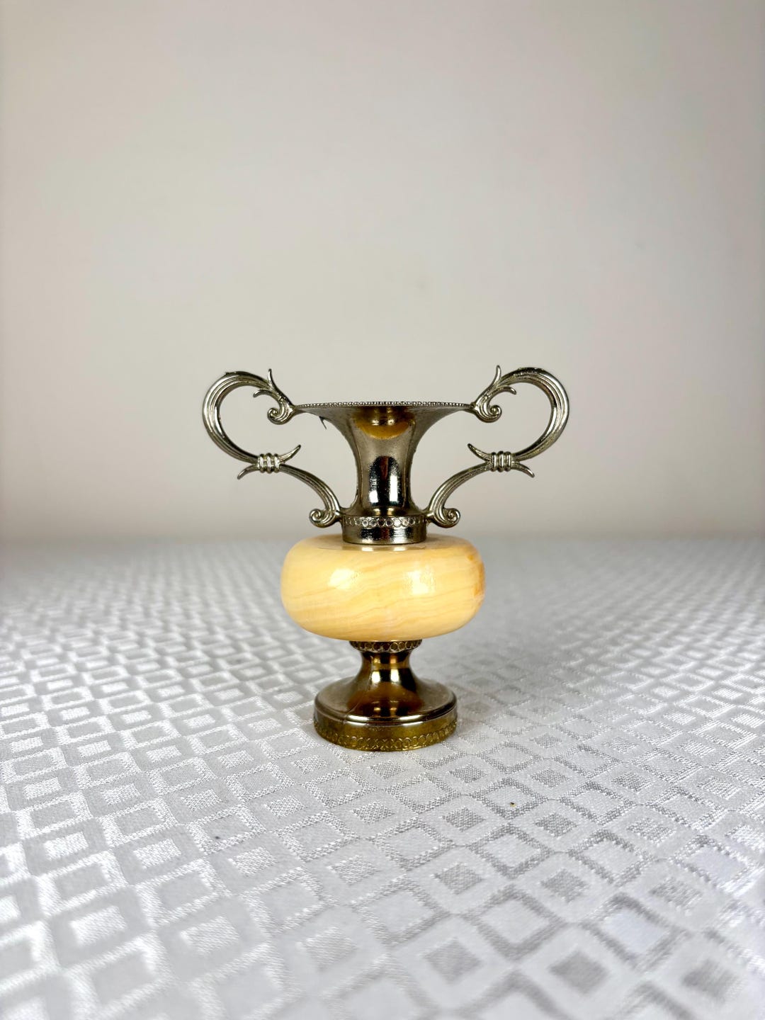 Vintage Italian Onyx Urn Vase – Neoclassical Mini Amphora With Ornate ...
