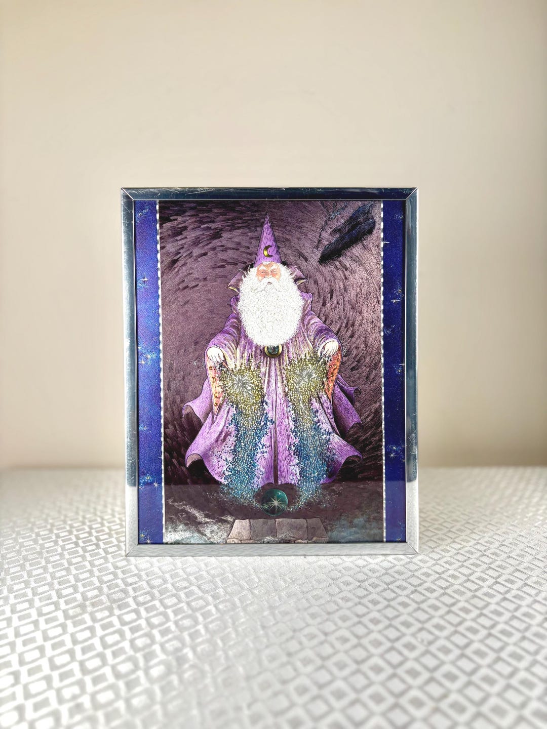 Vintage Wizard Foil Art Print – Merlin Fantasy Artwork, Dufex Glitter ...