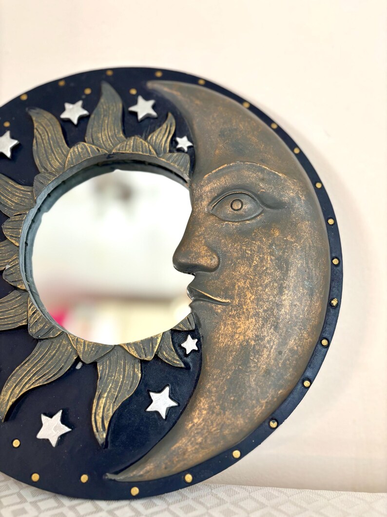 Vintage Celestial Sun & Moon Wall Mirror| Blue - Etsy