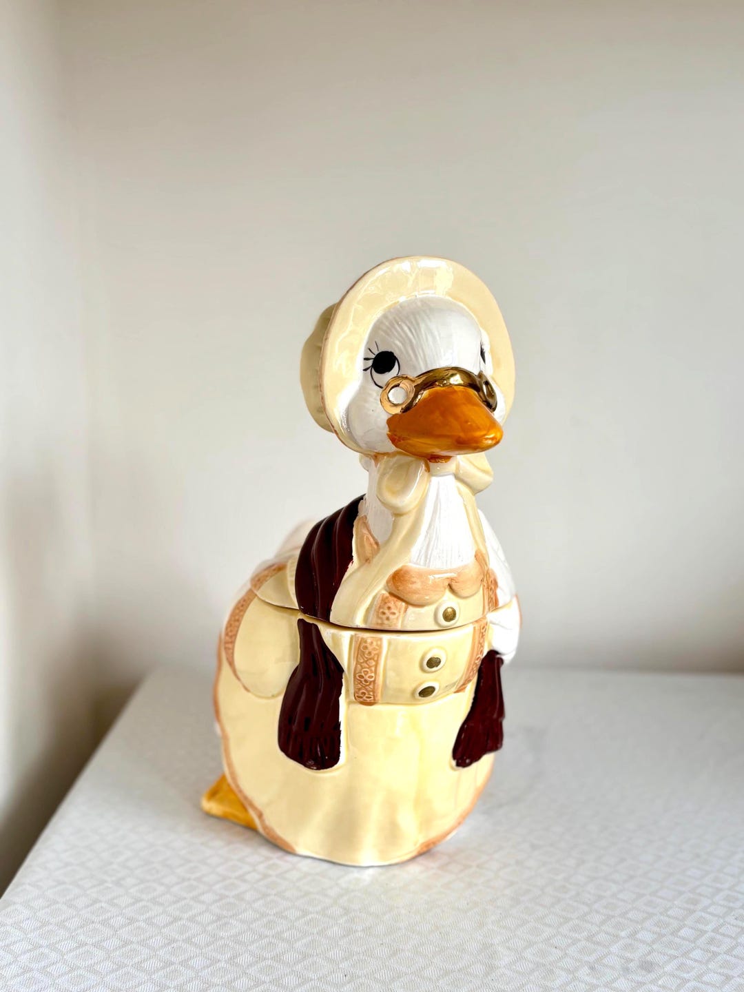 Vintage Mother Goose Cookie Jar: Ceramic Duck, Cottagecore Kitchen ...
